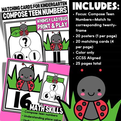 Composing Teen Numbers With Number Bonds Ladybug Theme By The