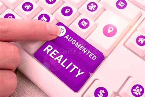 Hand Writing Sign Augmented Reality Word For Technology That Imposes Computer Image On The Real