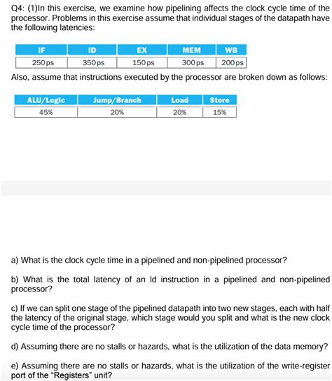 Solved Q4 1 In This Exercise We Examine How Pipelining Chegg