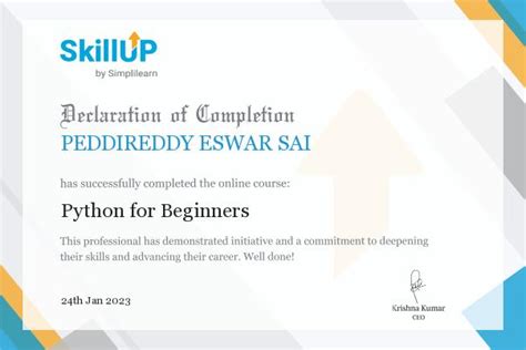 Peddireddy Eswar Sai On Linkedin Peddireddy Eswar Sai Has Successfully