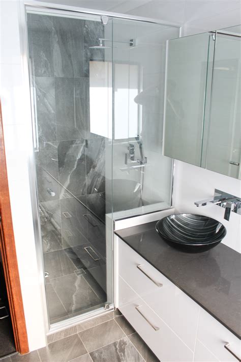Wall To Wall Shower Screen Feature Wall Charcoal Nib Wall