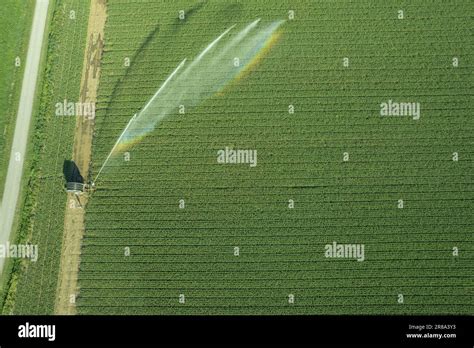 Aerial Drone Photography Of Agricultural Irrigation System With A Big