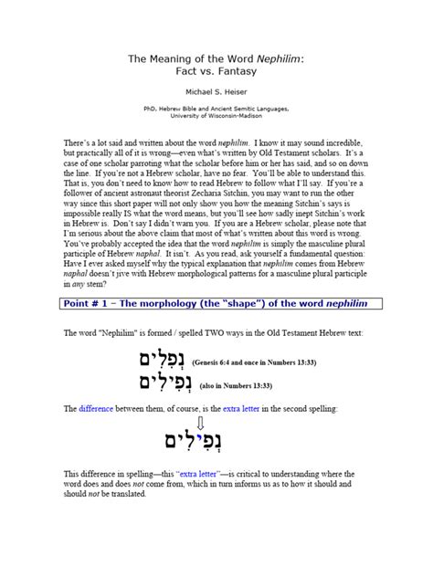 The Meaning Of The Word Nephilim Fact Vs Fantasy Michael S Heiser Pdf Hebrew Bible Word