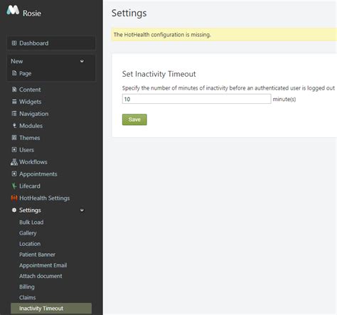 Inactivity Timeout Global Health