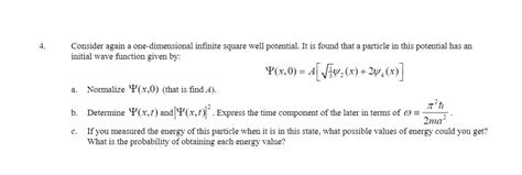 Solved Consider Again A One Dimensional Infinite Square Well Chegg