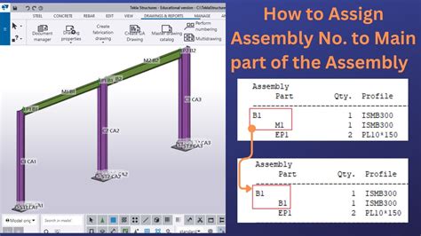 how to assign the assembly number to main part of an assembly tekla