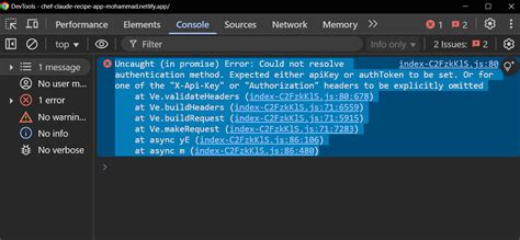 Error Could Not Resolve Authentication Method Expected Either Apikey Or Authtoken To Be Set