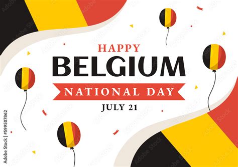 Happy Belgium Independence Day On July 21 Vector Illustration With