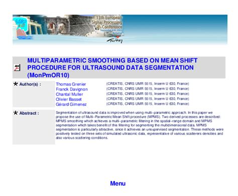 pdf multiparametric smoothing based on mean shift procedure for