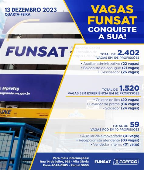 Funsat Anuncia 2 4 Mil Vagas De Emprego Em 252 Empresas Nesta Quarta