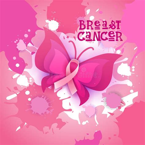 Mariposa De La Cinta Del Rosa Del Cartel De La Ayuda Del Cáncer De