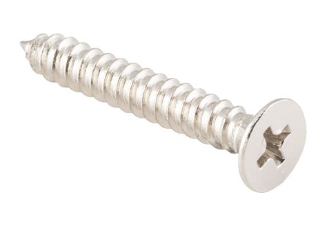 Hinge Screws Solid Brass L32mm 10 Gauge Polished Nickel Tradco
