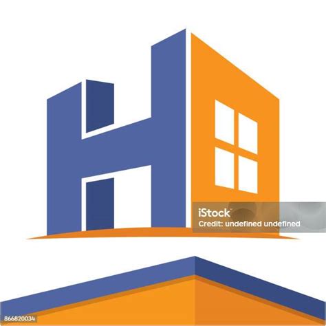 Ikon Untuk Bisnis Konstruksi Dengan Inisial Huruf H Desain Warna Dalam