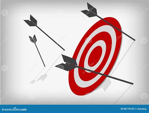 Archery Targets And Missed Arrows On Gray Background Stock Vector