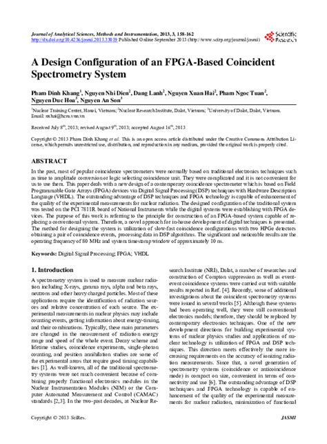pdf a design configuration of an fpga based coincident spectrometry