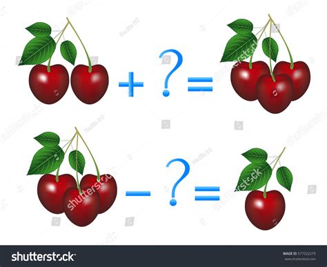 Action Relationship Addition Subtraction Examples Cherries Stock Vector Royalty Free 577322275