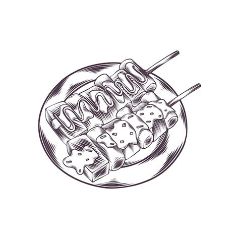 손으로 그린 한국 음식 그림 프리미엄 벡터