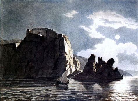 Скалы и луна ночью 1824 Карл Павлович Брюллов Пейзажи Акварельный