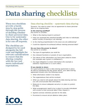 Fillable Online Data Sharing Code Of Practice Fax Email Print PdfFiller
