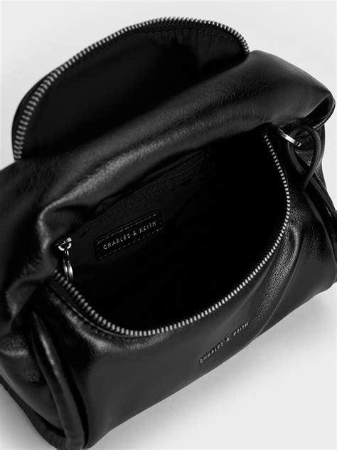 Noir Yama Padded Cylindrical Bag Charles And Keith Sg