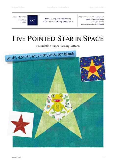 Ithinksew Patterns And More Five Pointed Star In Space Nine Size Fpp Pattern Pdf Download