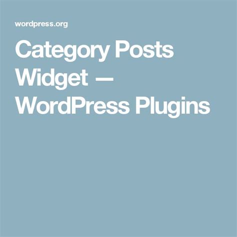Category Posts Widget WordPress Plugins Wordpress Plugins Plugins