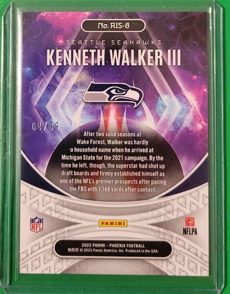 2022 Panini Phoenix Rookie Rising Orange Ris 8 Kenneth Walker Iii