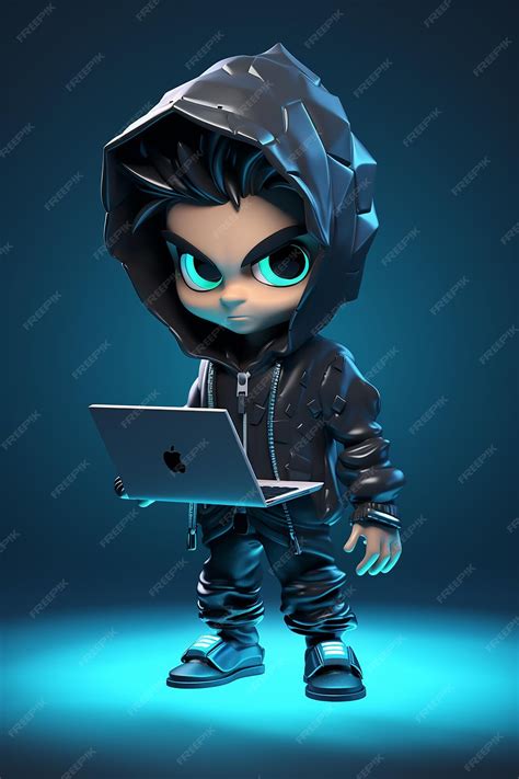 Cartoon Hacker 3d Character Premium Ai Generated Image