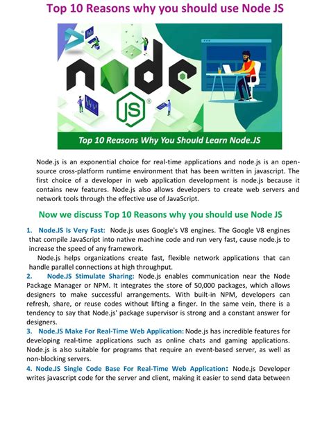 ppt top 10 reasons why you should use node js powerpoint presentation