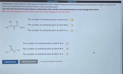 Solved Unshared Or Lone Electron Pairs Play An Important