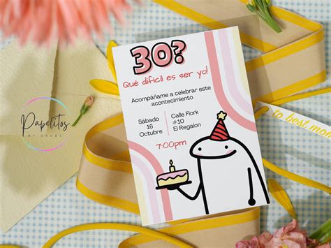 Flork Birthday Invitation Cumpleaños Invitacion Digital Canvas Etsy España