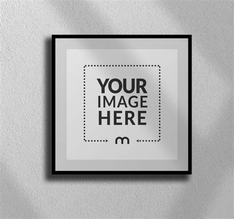 Black Square Frame On Wall PSD Mockup Template Mediamodifier