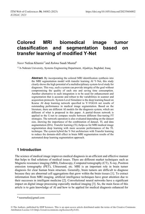 Pdf Colored Mri Biomedical Image Tumor Classification And