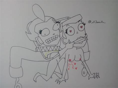 Rule 34 Android Blue Hair Breasts Female Heart Eyes Humanoid Invader Zim Machine Nickelodeon