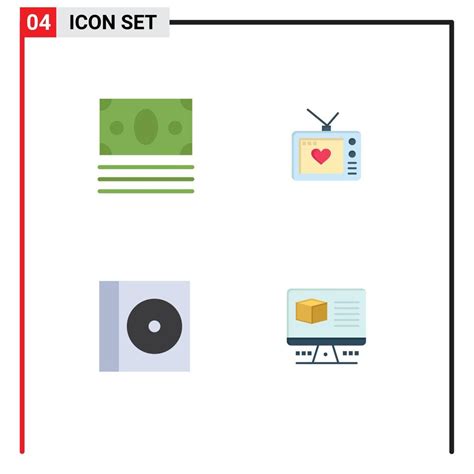 Group Of 4 Modern Flat Icons Set For Ecommerce Compact Shopping Valentine Computer Editable