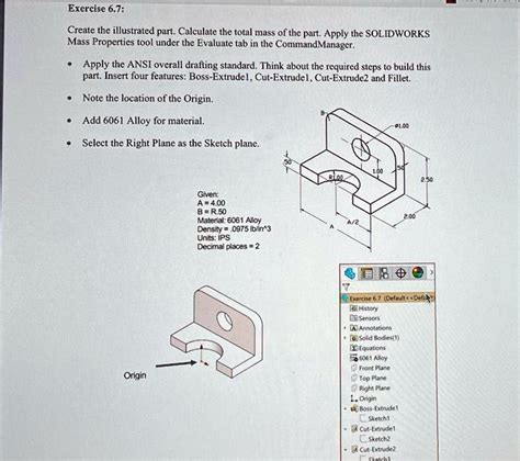 Get Answer Exercise 67 Create The Illustrated Part Calculate The Total Mass Of The Part