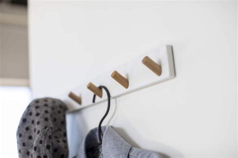 Yamazaki Home Perchero De Pared Para Colgar Abrigos Moderno Acero Madera Ganchos Talla