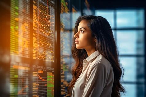 Premium Photo Businesswoman Analyzing Financial Charts