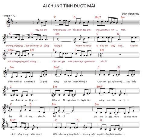Sheet nhạc bài hát chung tình