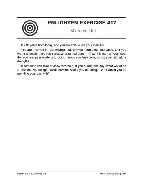 Free Coaching Exercise My Ideal Life Leadership Development Free