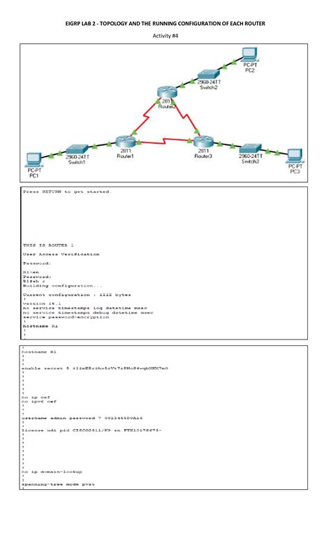 SOLUTION Eigrp Lab Topology And The Running Configuration Of Each Router Studypool