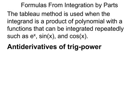 14 Formulas From Integration By Parts X Pptx