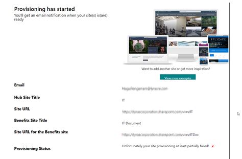 Unfortunately Your Site Provisioning At Least Partially Failed Issue