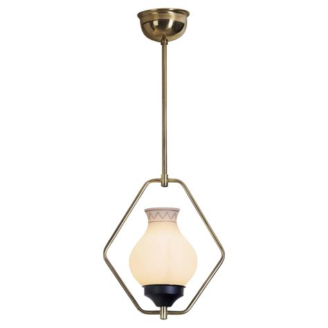 Brass And Opaque Glass Ceiling Lamp Europe Ca 1950s For Sale At 1stdibs