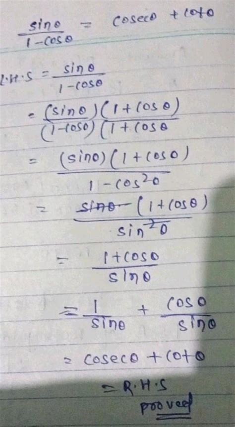 Sin Theta Cos Theta Cosec Theta Cot Theta Brainly In