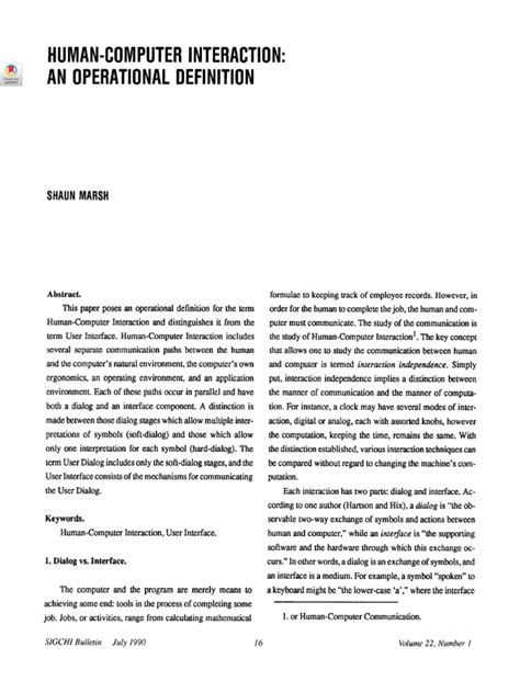 Hci An Operational Definition Pdf Computer Keyboard Human