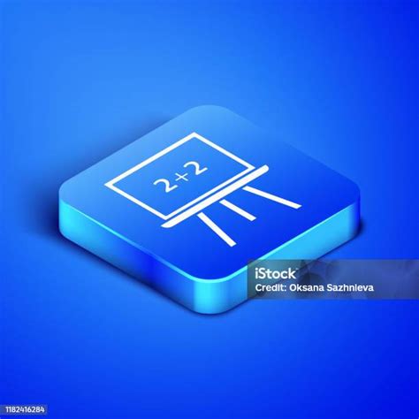 파란색 배경에 격리된 등각칭 칠판 아이콘입니다 학교 칠판 간판입니다 파란색 사각형 버튼입니다 벡터 일러스트레이션 개념에 대한 스톡 벡터 아트 및 기타 이미지 Istock