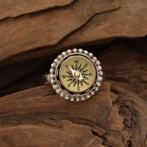 Working Compass Ring Sterling Silver Compass Jewelry For Women