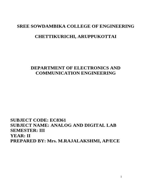 Analog And Digital Lab Syllabus Pdf Amplifier Power Supply