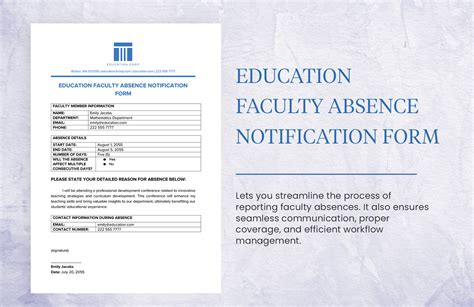 Education Faculty Absence Notification Form Template In Word Pdf